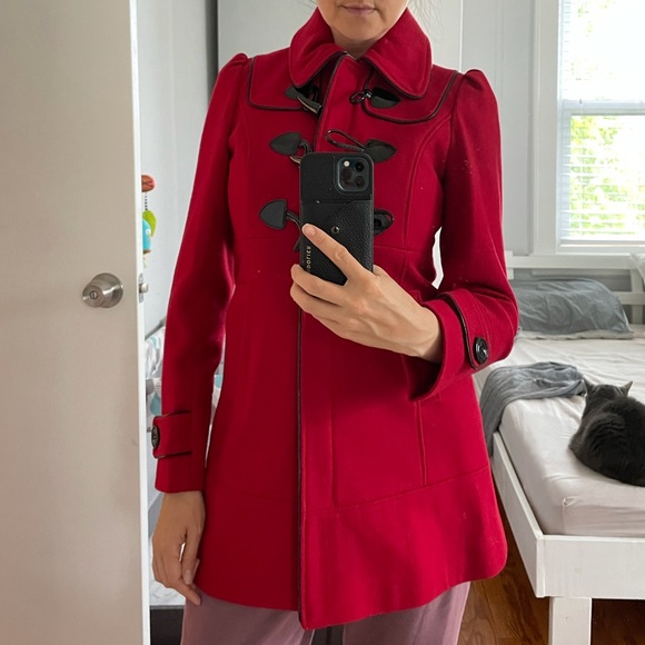 Guess | Jackets & Coats | Guess Wool Blend Red Coat With Detachable ...